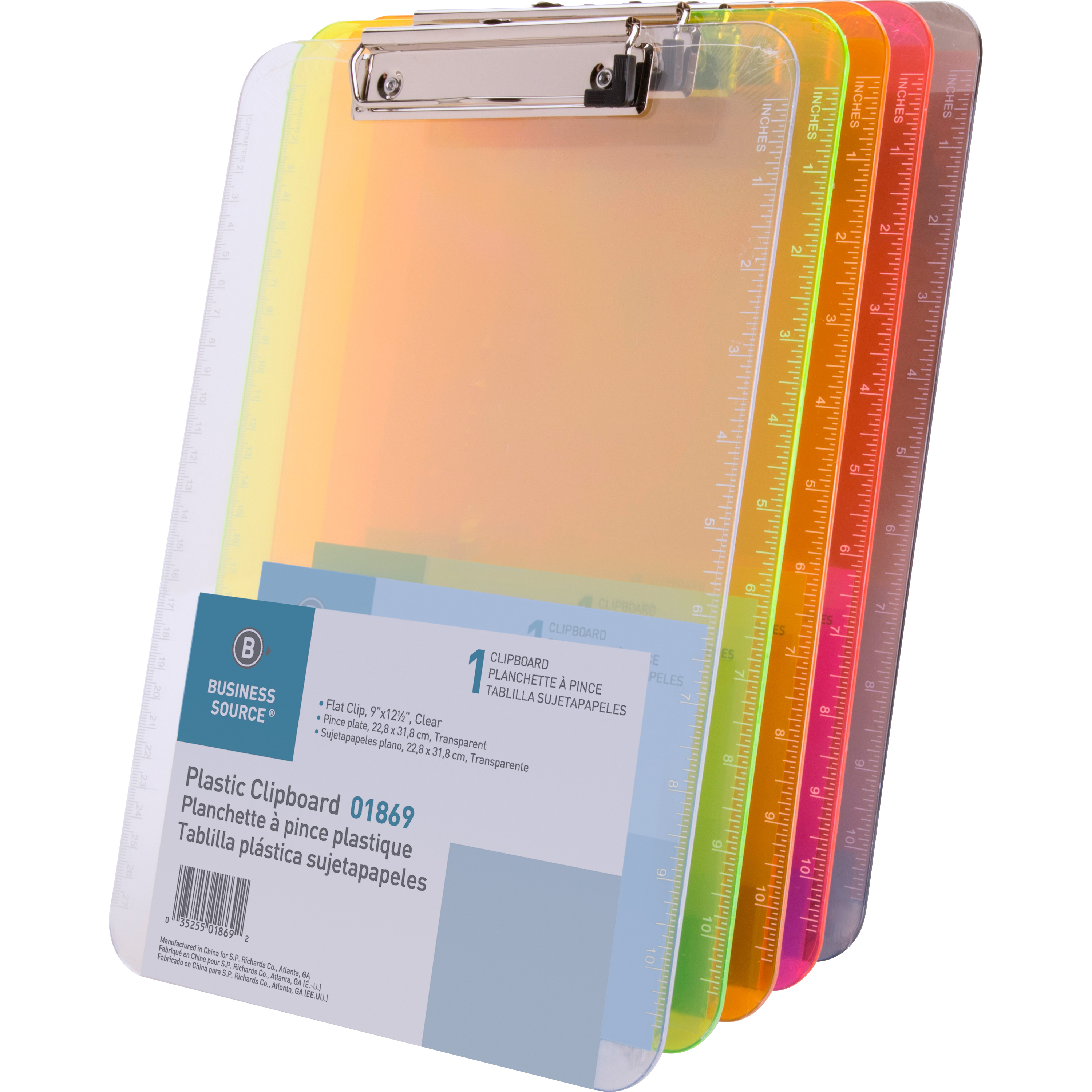 Business Source 9" x 12" Transparent Plastic Clipboard - Each | Office ...