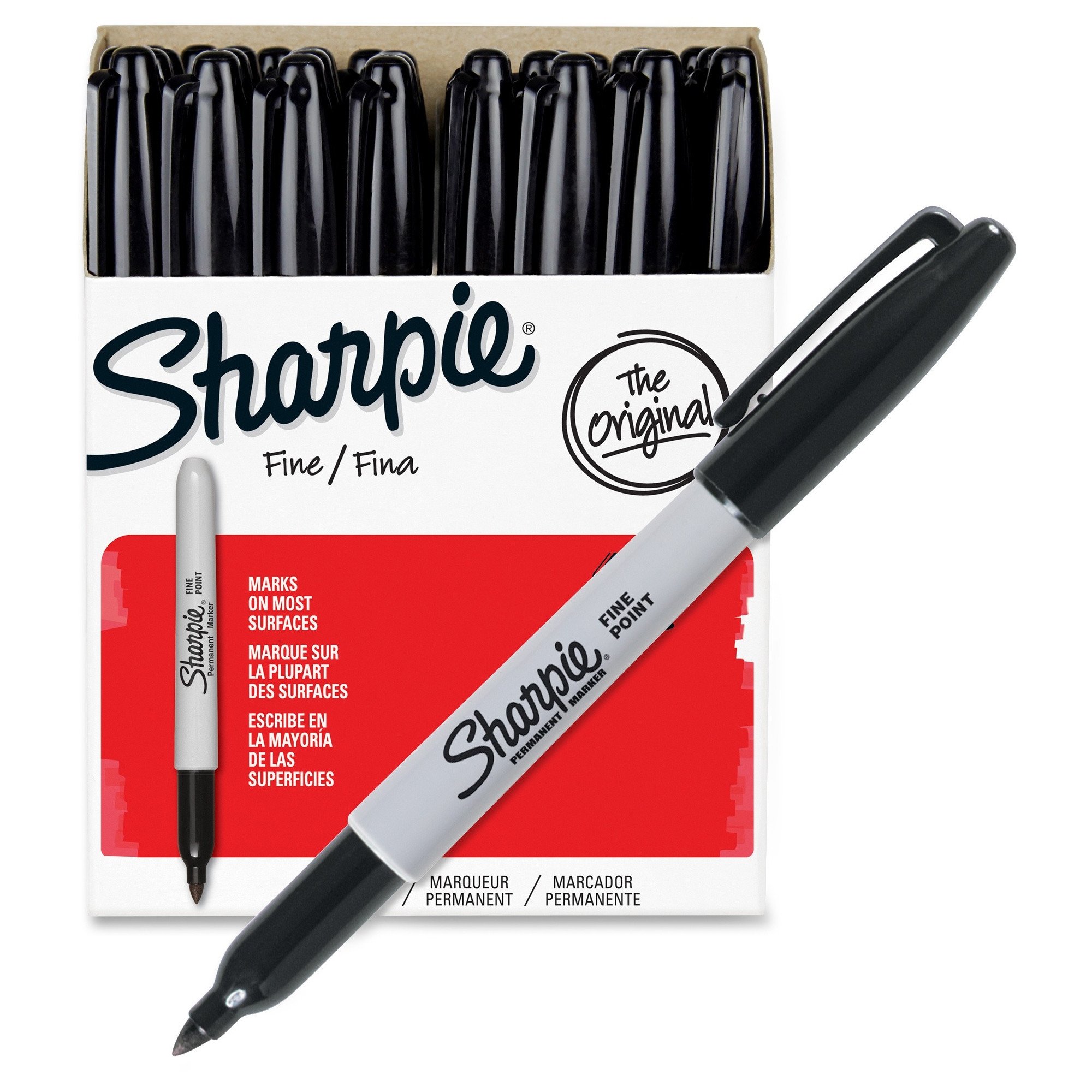 Sharpie Fine Permanent Markers, Black, 36/Pack | Office Buggy